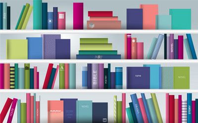 Book shelf realistic 3d color design bookstore Vector Image