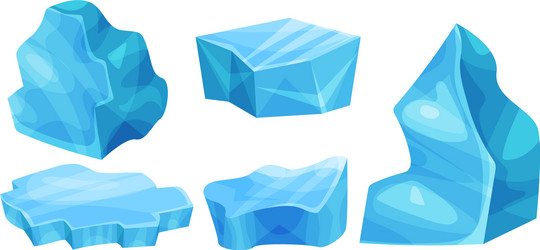 Pieces of ice set cold frozen block icy cliff Vector Image