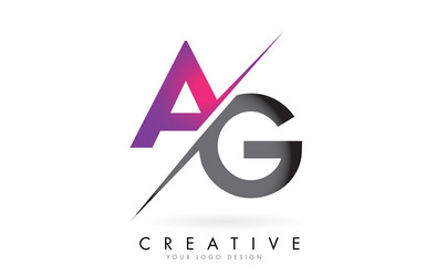 Ag a g letter logo design with a creative cut Vector Image