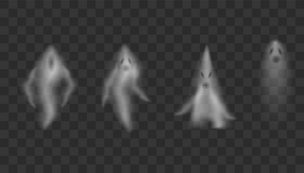 Realistic ghosts on transparent Royalty Free Vector Image