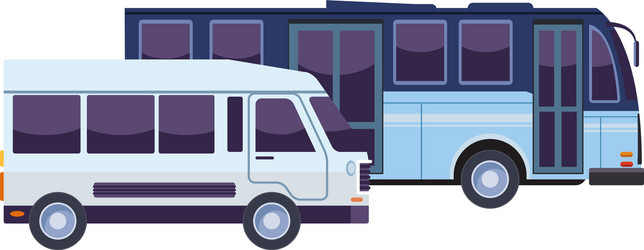 Bus and cars transport vehicles Royalty Free Vector Image