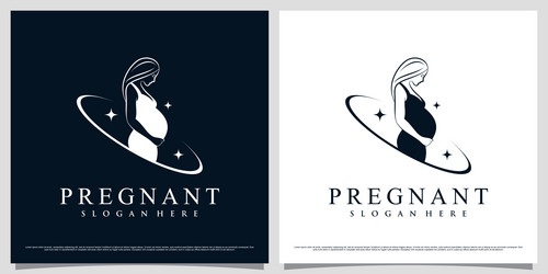 Women pregnant logo design template with simple Vector Image