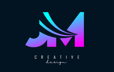 Creative blue letters jm j m logo with leading Vector Image