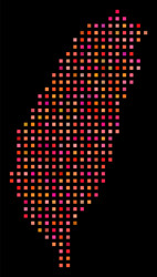 Dotted pixel spectrum taiwan island map Royalty Free Vector