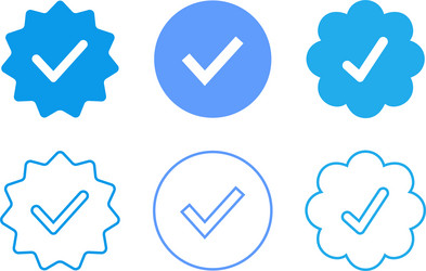 Verified tick badge icon set isolated Royalty Free Vector