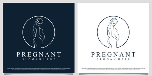 Women pregnant logo design template with simple Vector Image