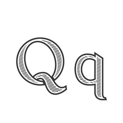 Font tattoo engraving letter q Royalty Free Vector Image