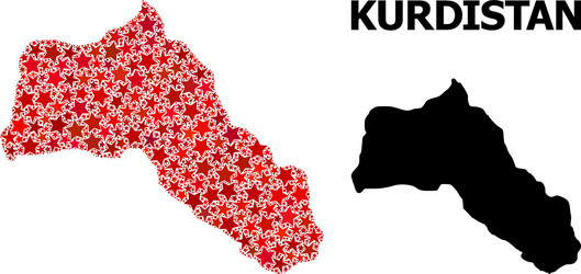 Rainbow gradient stars mosaic map of kurdistan Vector Image