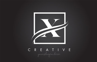 X letter logo design with square swoosh border Vector Image