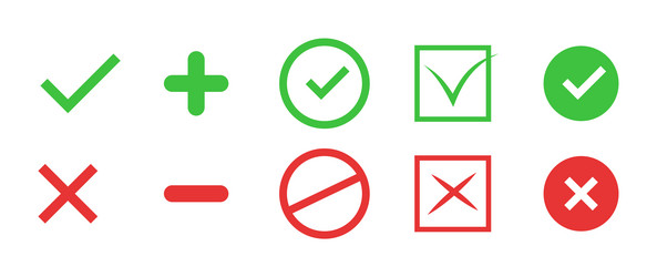 Correct and incorrect icons true false signs Vector Image