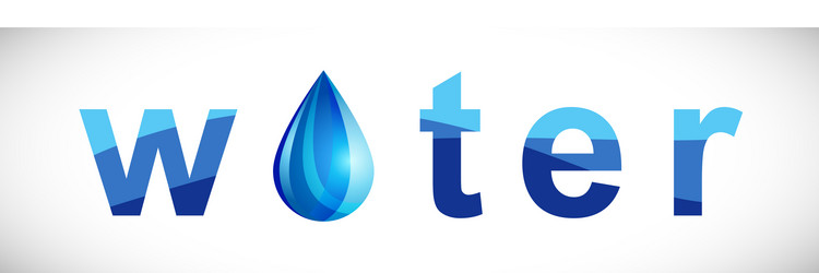 Water word designed with realistic drops Vector Image