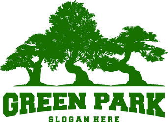 Green park logo with tree silhouette Royalty Free Vector