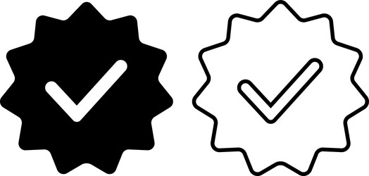 Verified black tick badge icon set isolated Vector Image
