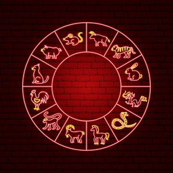 Chinese zodiac red circle Royalty Free Vector Image