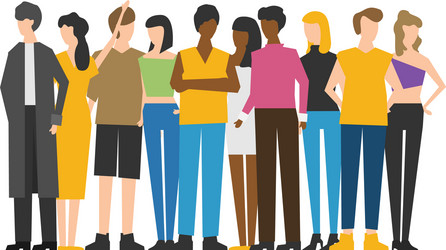 Flat of society members with a large group men Vector Image