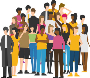 Flat of society members with a large group men Vector Image