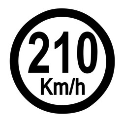 Speed limit 210 kmh traffic sign image Royalty Free Vector