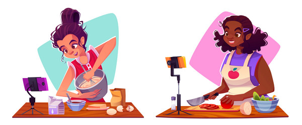 Cartoon food video blog Royalty Free Vector Image