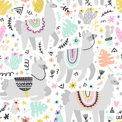Happy lama seamless pattern Royalty Free Vector Image