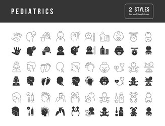 Set of simple icons pediatrics Royalty Free Vector Image