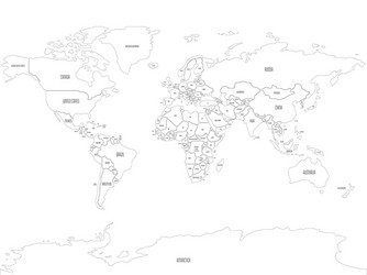 Simplified smooth border world map Royalty Free Vector Image