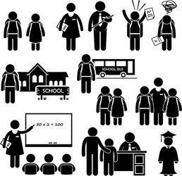 Students with their teacher Royalty Free Vector Image