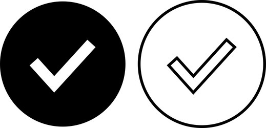 Verified black tick badge icon set isolated Vector Image