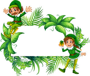 Border template with christmas elves Royalty Free Vector