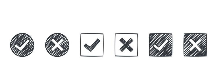 Drawn icons of check marks checkbox Royalty Free Vector