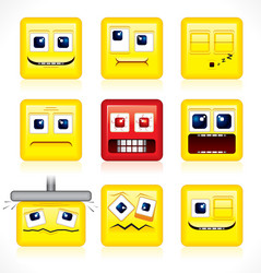 Funny colorful square faces set Royalty Free Vector Image