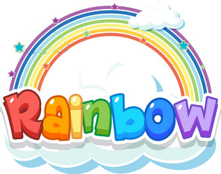 Rainbow word logo on the cloud Royalty Free Vector Image