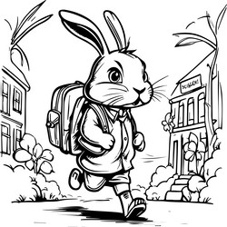 Rabbit cartoon bunny with backpack Royalty Free Vector Image
