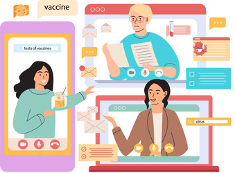 Virtual meeting online teamwork computer Vector Image