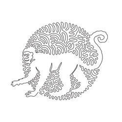 Single one line drawing of cute monkey sitting Vector Image