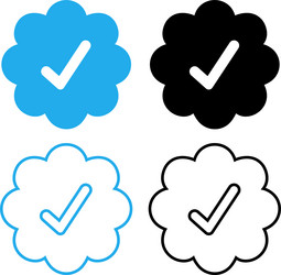 Verified tick badge icon set isolated Royalty Free Vector