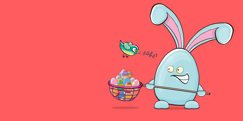 Happy easter greeting card with funny cartoon Vector Image