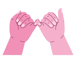 Pinky promise hands with hearts Royalty Free Vector Image