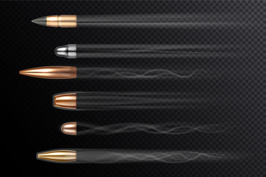 Realistic bullets various caliber Royalty Free Vector Image