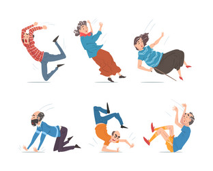 Senior male and female character falling down Vector Image
