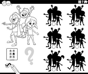 Shadows game with cartoon kid girl characters Vector Image