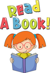 Font design for word read a book with girl reading