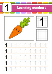 Learning numbers for kids handwriting practice Vector Image