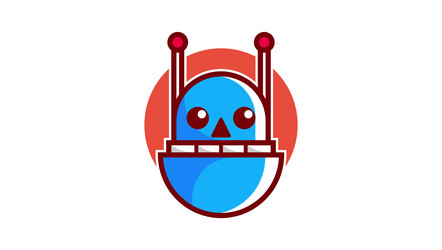 Little robot template logo design Royalty Free Vector Image