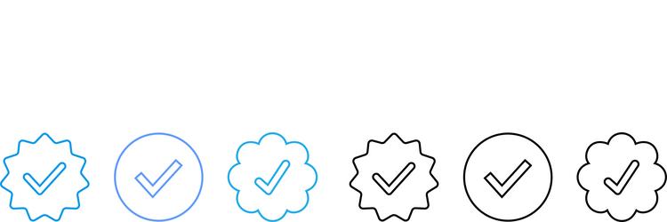 Verified blue tick badge icon set isolated Vector Image