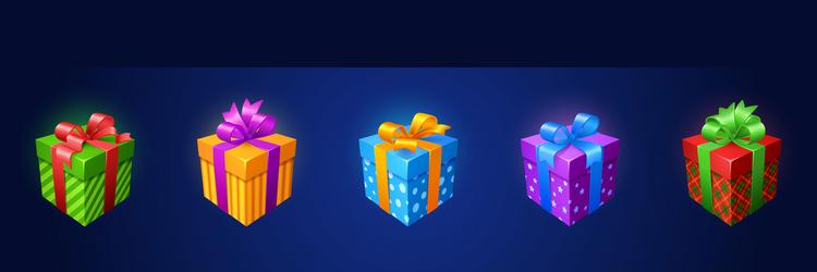 Cartoon ui mobile game ribbon gift box icon Vector Image
