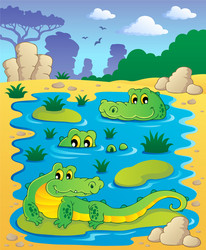Image with crocodile theme 3 Royalty Free Vector Image