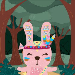 Rabbit cute hippie cartoon Royalty Free Vector Image