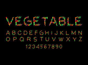 Vegetable font vegetarian alphabet letters from Vector Image