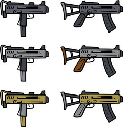 Cartoon machine guns and bazooka icons Royalty Free Vector