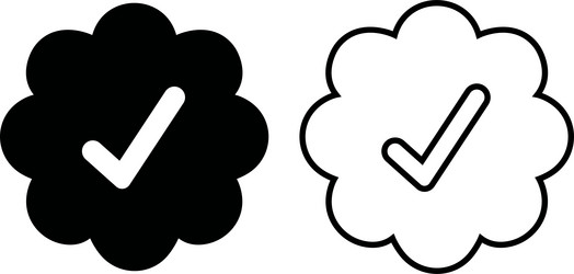 Verified black tick badge icon set isolated Vector Image
